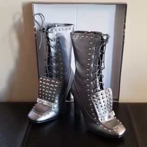 Glamour Chic | Shoes | Pewter Grey High Ankle Booties | Poshmark